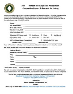 36a Thru Hiker Registration Form - Benton MacKaye Trail Association